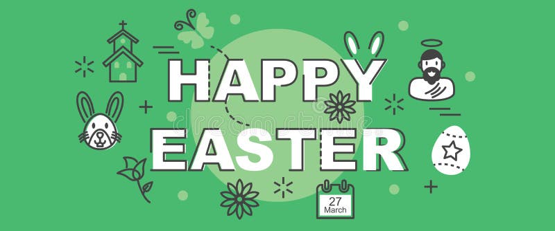 Easter outline banner stock vector. Illustration of easter - 67986057