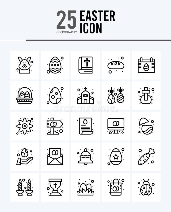 25 Easter Outline Icons Pack Vector Illustration Stock Vector ...