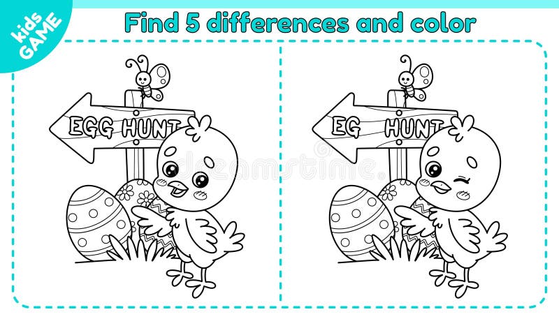 Easter Outline Kids Game Find the Differences Stock Illustration ...