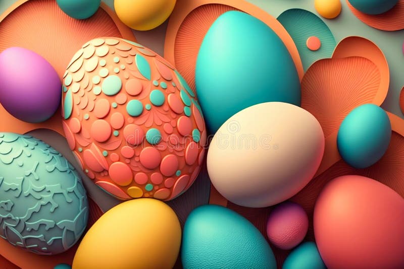 Easter Painted Eggs Colourful Pattern Background. Generative AI Stock Illustration ...