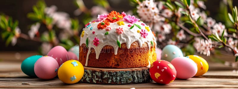 Easter Paska and Eggs of the Krashanka on a Wooden Table Stock Photo ...
