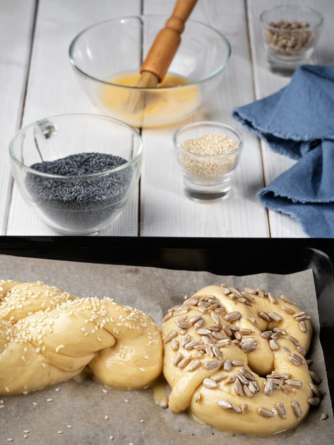 Easter Pastries, Challah, Rabbit-shaped Buns. Proofing Baking before ...