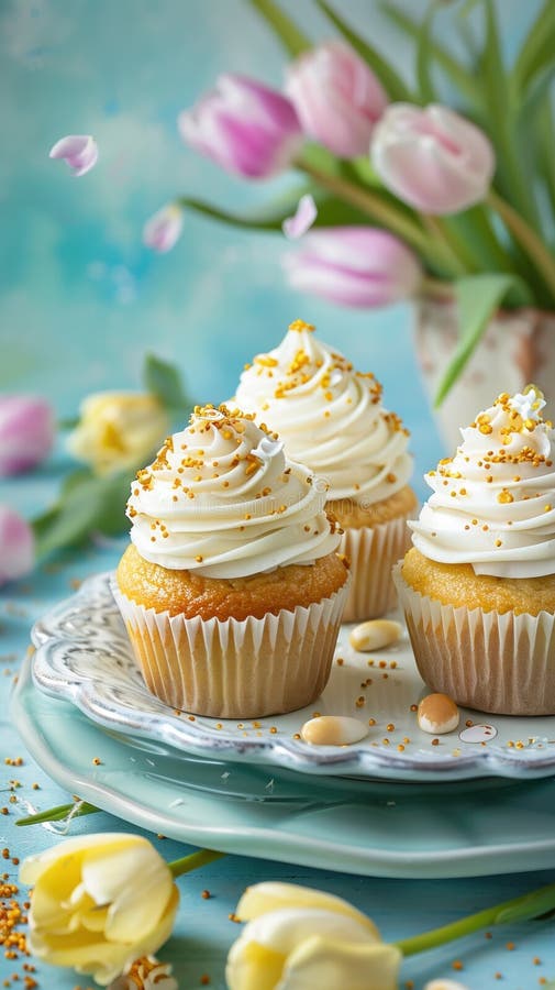 Easter Pastry with Floral Icing and Eggs Evokes Tradition and Joy Stock ...