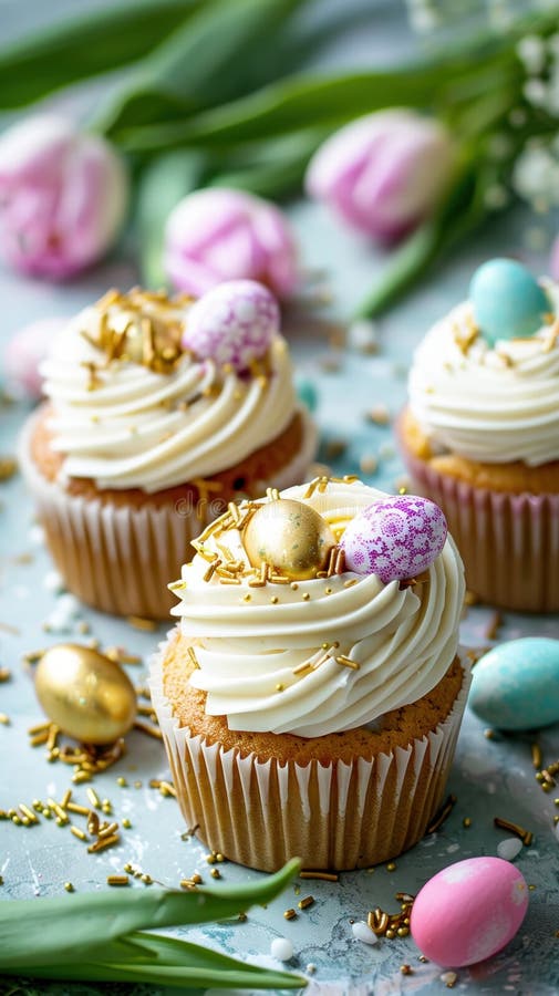 Easter Pastry with Floral Icing and Eggs Evokes Tradition and Joy Stock ...