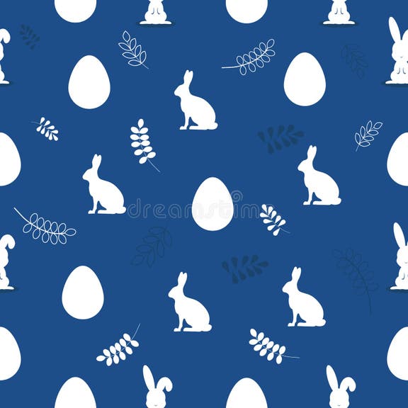 Easter Pattern Classic Blue Bunny Stock Illustration - Illustration of ...