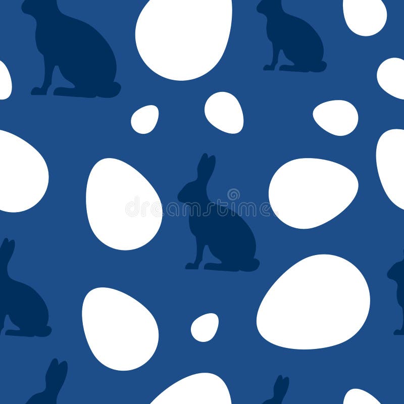 Easter Pattern Classic Blue Bunny Stock Illustration - Illustration of ...