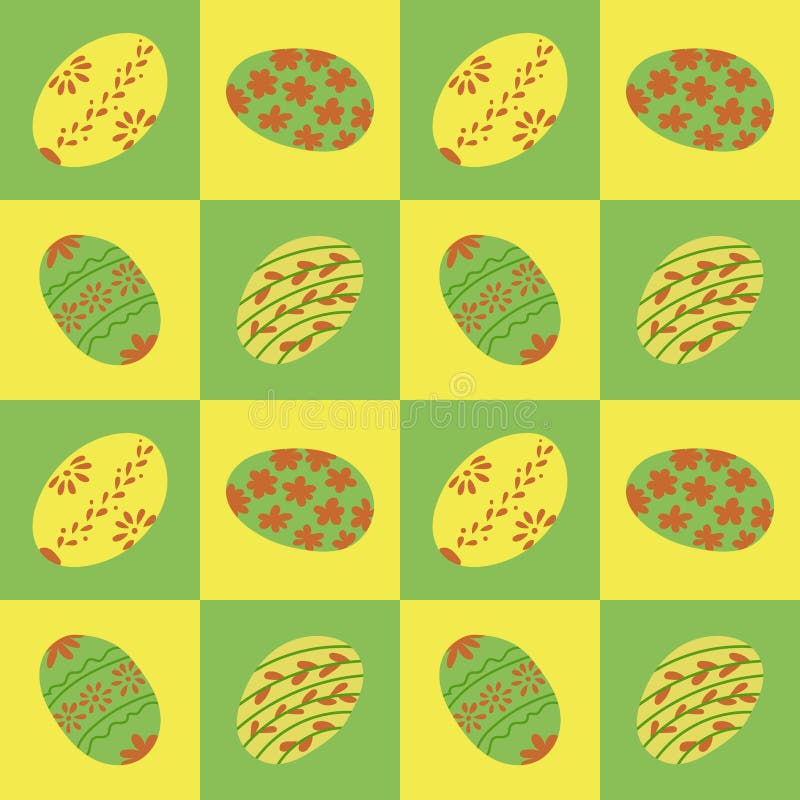 Easter Pattern with Squares Shapes and Easter Eggs Stock Vector ...