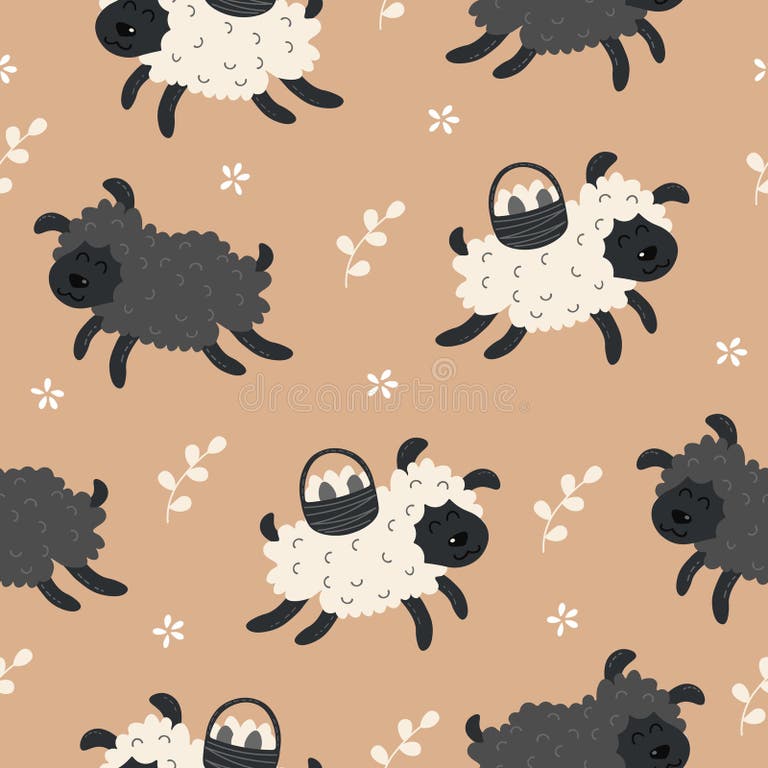 Easter Patterns with Dark and Light Easter Sheep Vector Stock Vector ...
