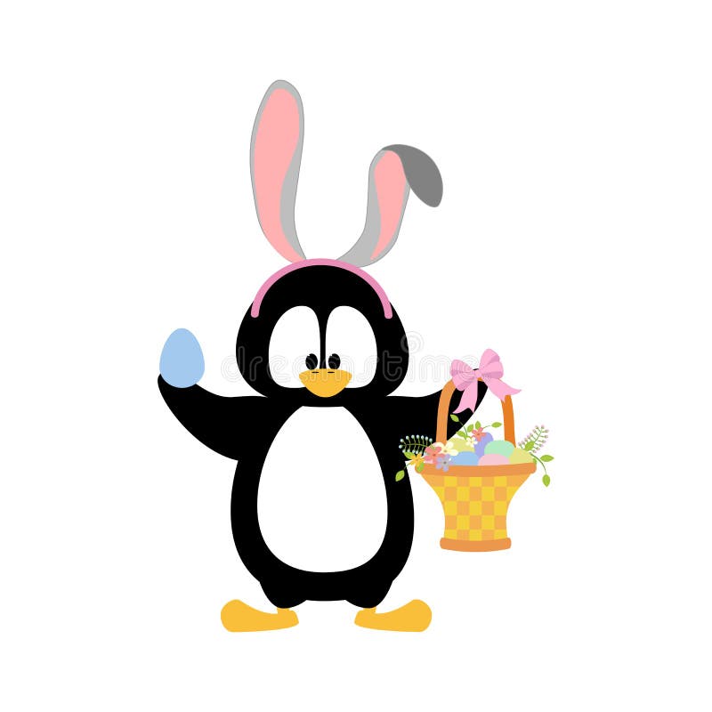 Easter Penguin Wearing Bunny Ears Vector Illustration Stock Vector ...