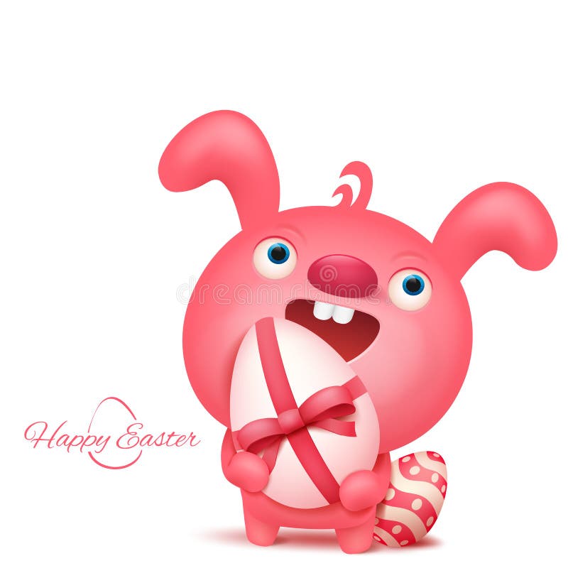 Pink Rabbit Emoji Character with Bunch of Poop Stock Illustration ...