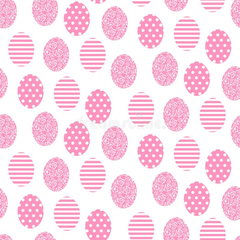 Easter Pink and White Cute Egg Seamless Pattern. Stock Vector ...
