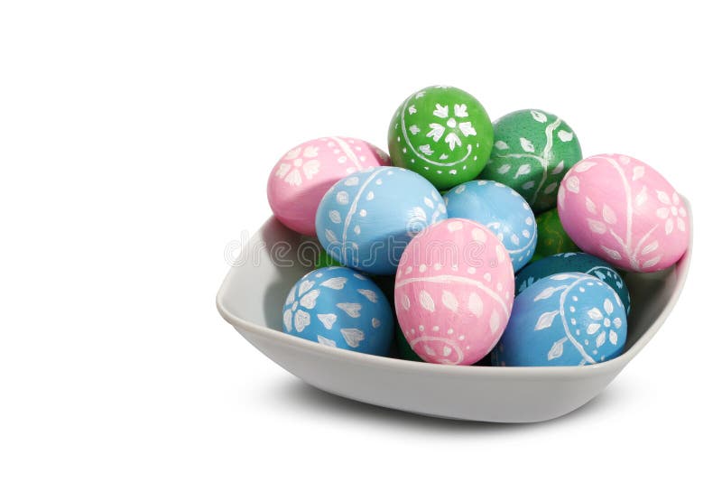 Easter Plate with Easter Eggs on Wnite Background Stock Photo - Image ...