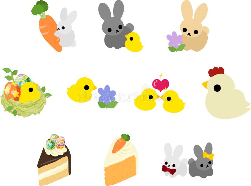 Cute and Wonderful Easter Icons Stock Vector - Illustration of ...