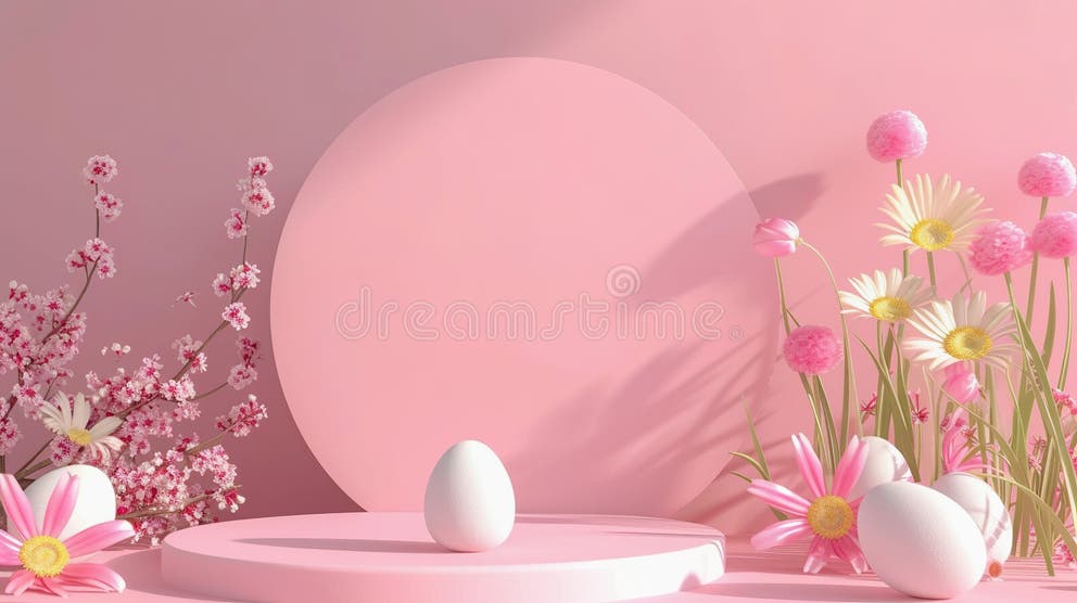 Easter Podium Display with Flowers and Egg Stock Image - Image of ...
