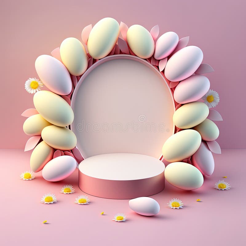 Easter Podium Stand with Pink 3D Eggs Decorative for Product Promotion ...