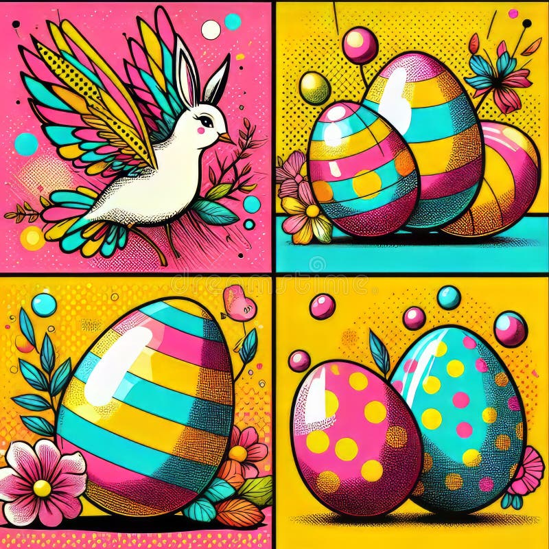 Easter Pop Art Create a Pop Art Inspired Artwork Using Bright Co Stock ...