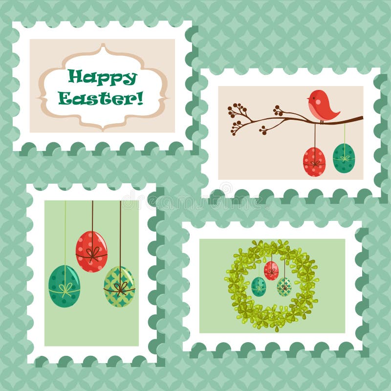 Collection of Easter Theme Stickers Stock Vector - Illustration of ...