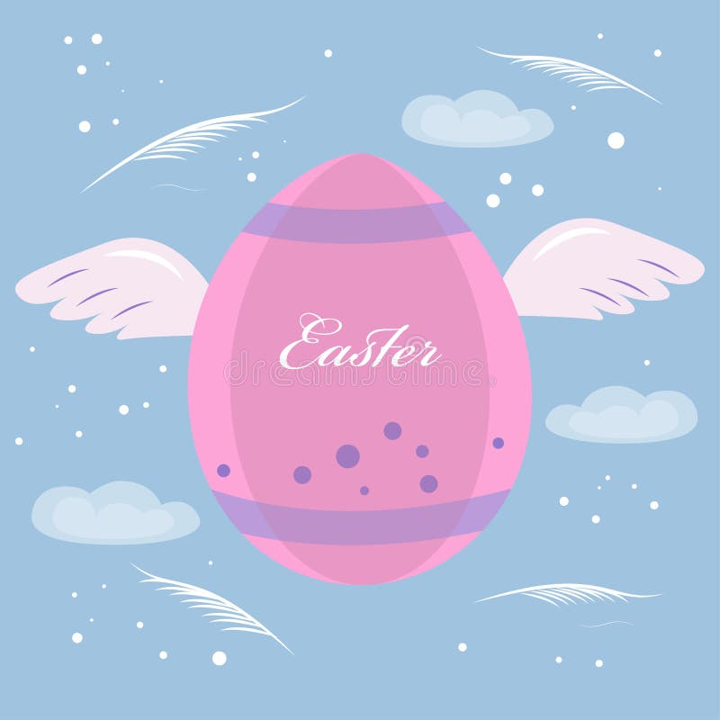 Easter Postcard. an Egg with Angel Wings Stock Vector - Illustration of ...