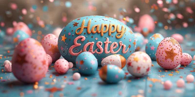 Easter Poster and Banner with Painted Easter Eggs with Text Happy ...