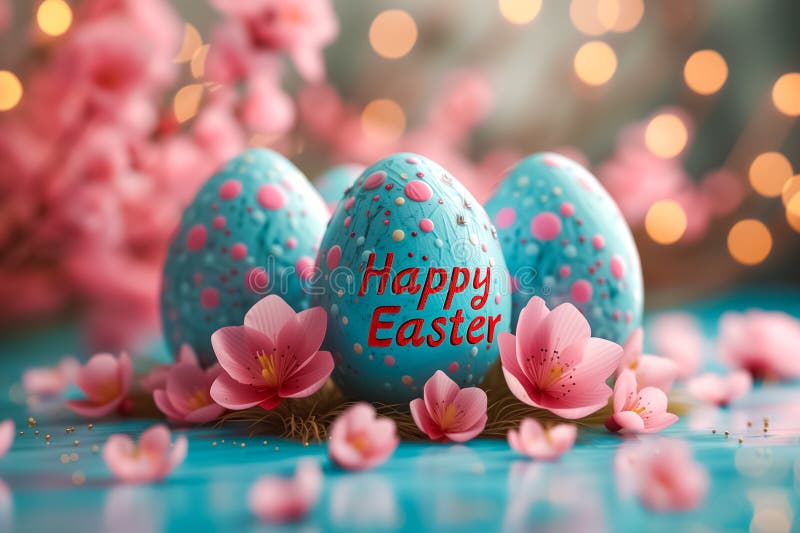 Easter Poster and Banner with Painted Easter Eggs with Text Happy ...