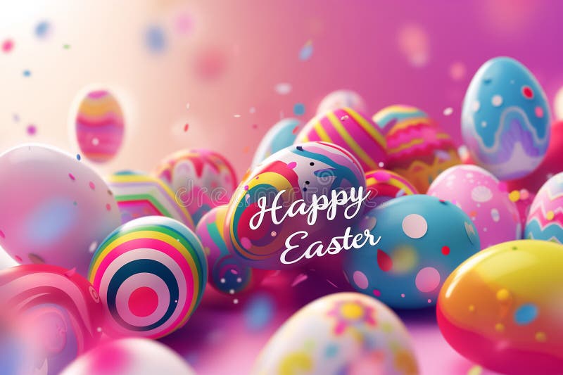 Easter Poster and Banner with Painted Easter Eggs with Text Happy ...
