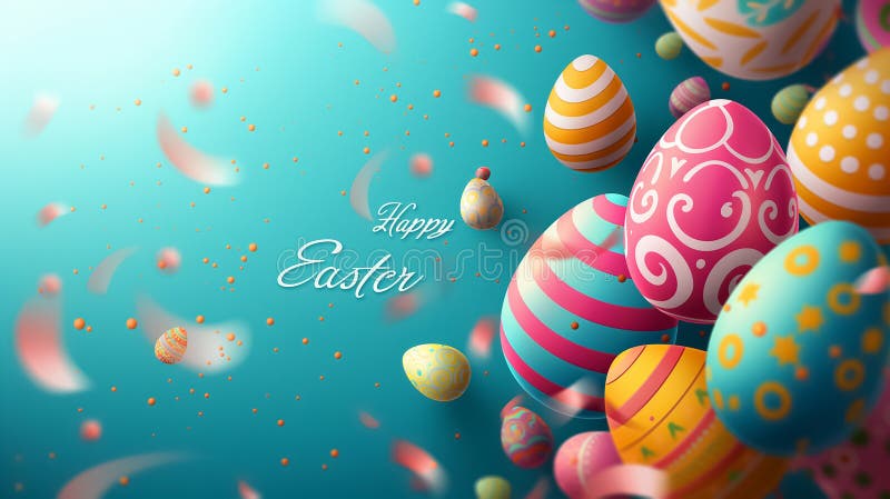 Easter Poster and Banner with Painted Easter Eggs with Text Happy ...