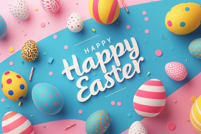 Easter Poster and Banner with Painted Easter Eggs with Text Happy ...