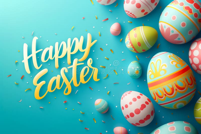Easter Poster and Banner with Painted Easter Eggs with Text Happy ...