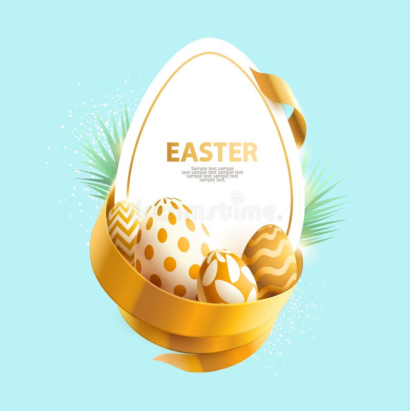 Easter Poster with Golden Eggs and Place for Text Stock Vector ...
