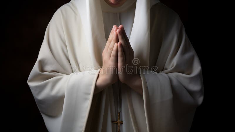 Hands Clasped, Heads Bowed: Easter Prayer Reverence.AI Generated Stock ...