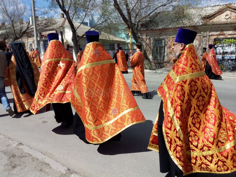 Easter Procession in Astrakhan. Editorial Photography - Image of orange ...
