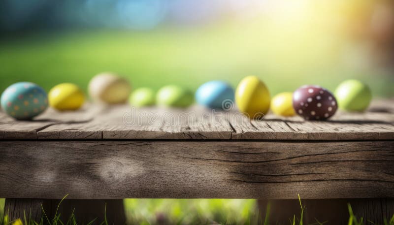 Easter Product Display Table with Easter Eggs and Spring Meadow ...