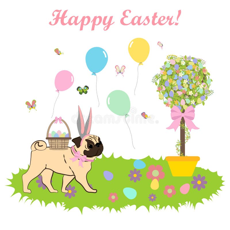 Pug Easter Stock Illustrations – 111 Pug Easter Stock Illustrations ...