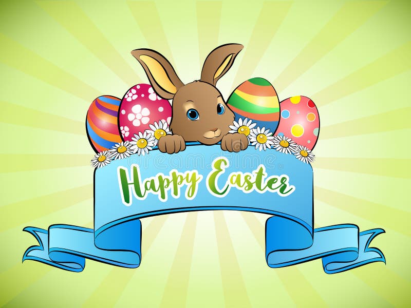 Happy Easter Banner stock illustration. Illustration of bunnie - 18566418