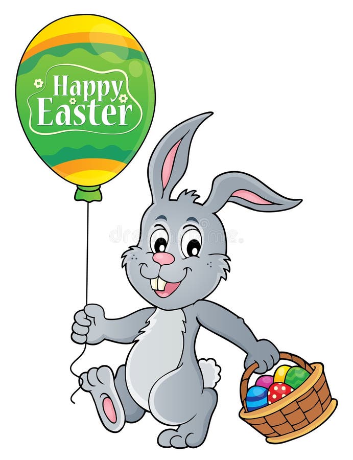 Easter Rabbit with Balloon Image 1 Stock Vector - Illustration of bunny ...