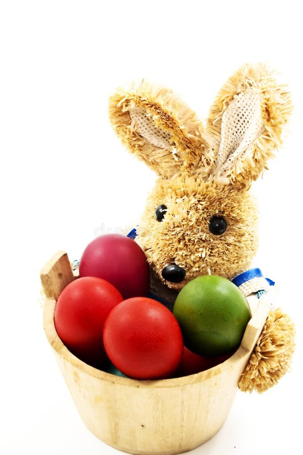 Easter Bunny with Colourful Easter Eggs Stock Image - Image of green ...
