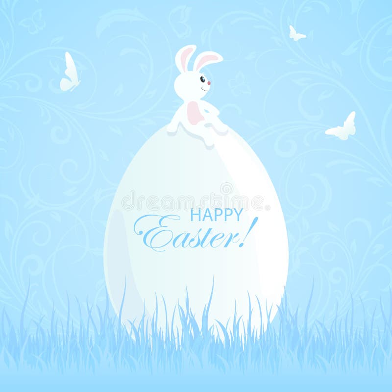 Blue Easter Egg and Bunny Ears Stock Vector - Illustration of ...