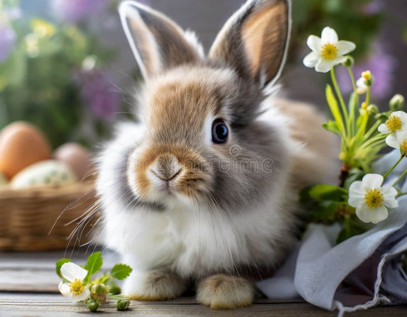 Easter Rabbit, Close Up. Happy Easter Greeting Card Stock Illustration ...