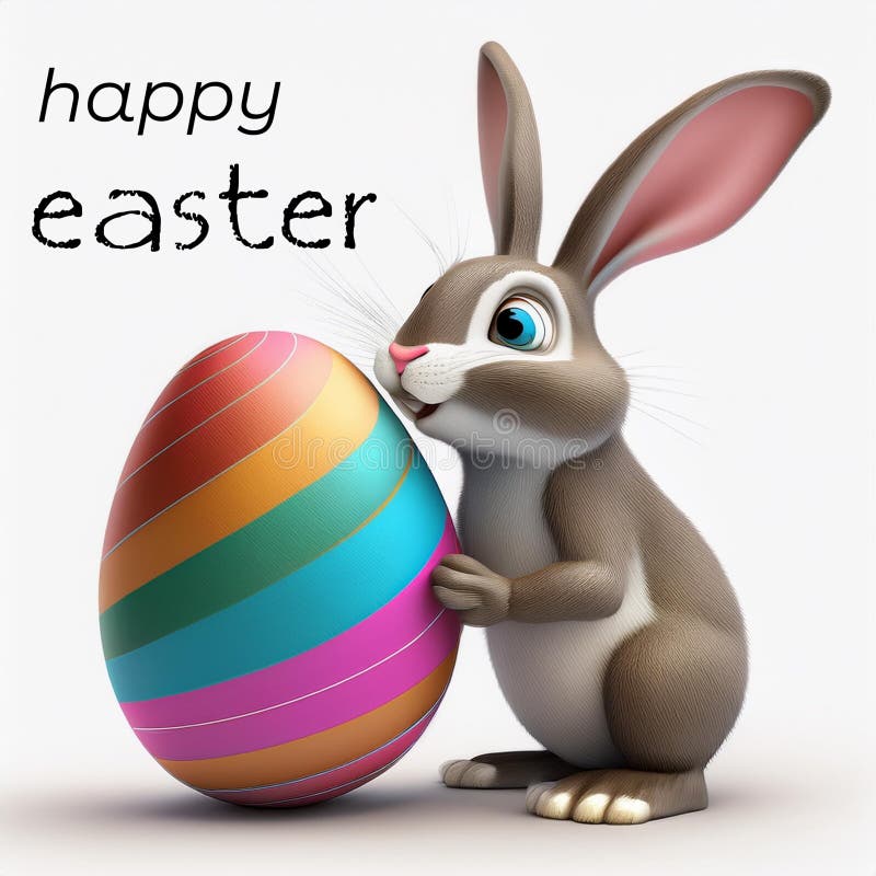 Easter Rabbit with Easter Eggs Cartoon Stock Illustration ...