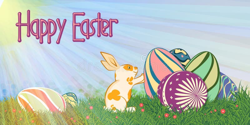 Easter_rabbit_with eggs05 stock vector. Illustration of celebrations ...