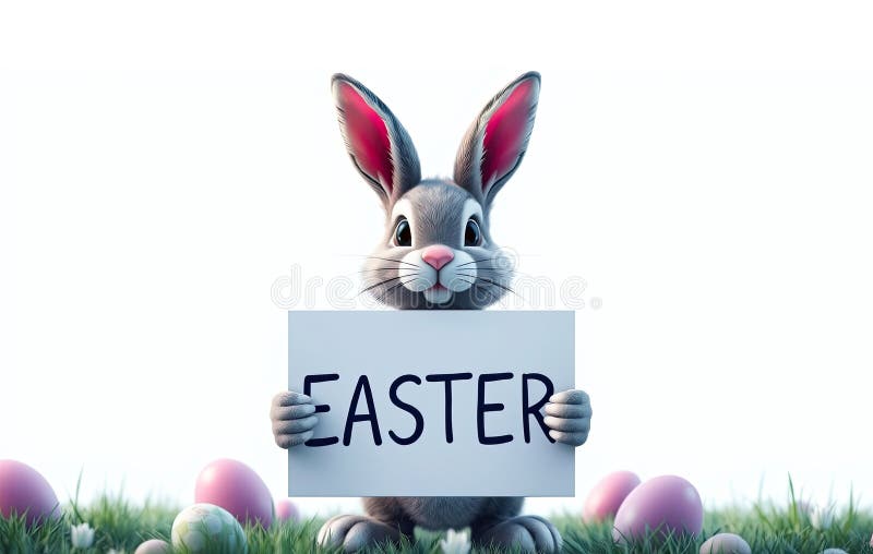 Easter Rabbit Holding a Banner Stock Image - Image of blank, easter ...