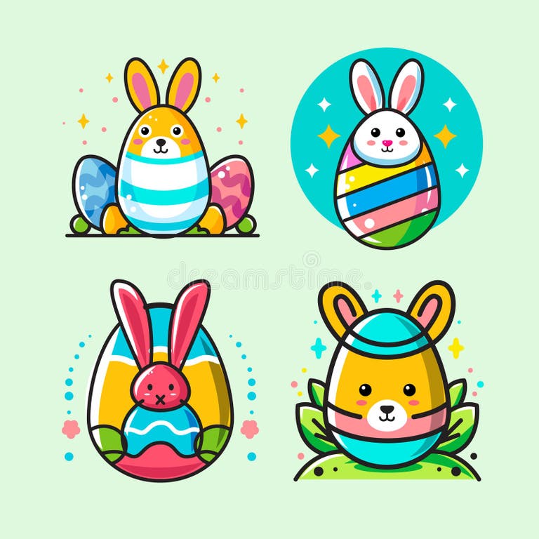 Easter Rabbit Icon Logo, Vector Flat Design Stock Vector - Illustration ...