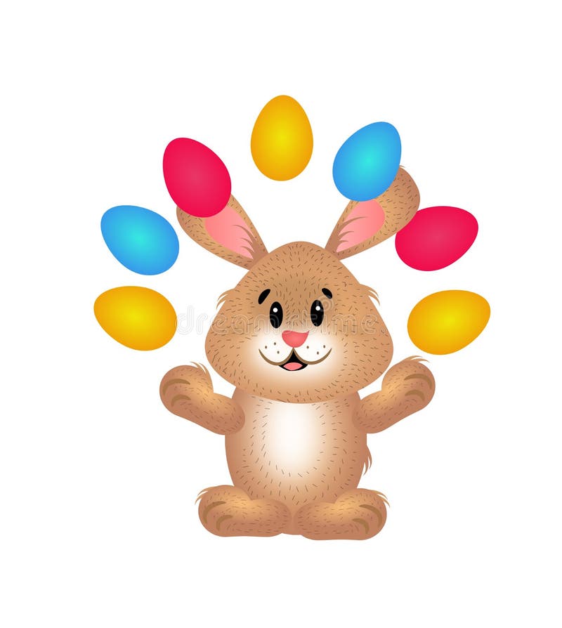 Easter rabbit juggle stock illustration. Illustration of smile - 49943908