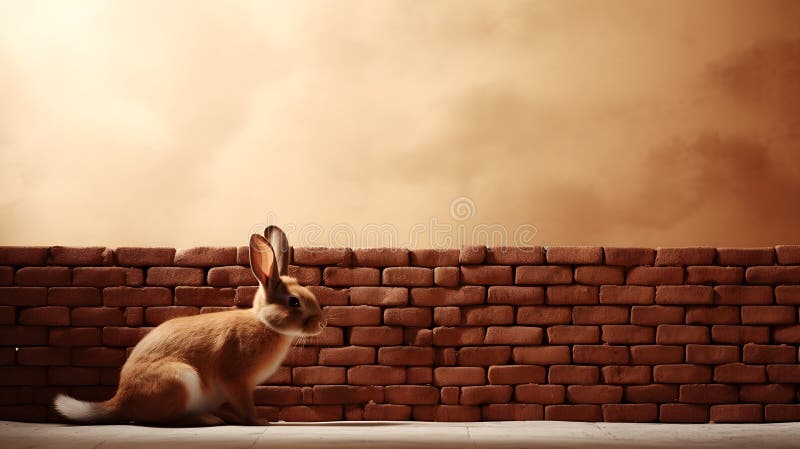 Easter Rabbit Jumping the Wall of Easter Stock Photo - Image of ...