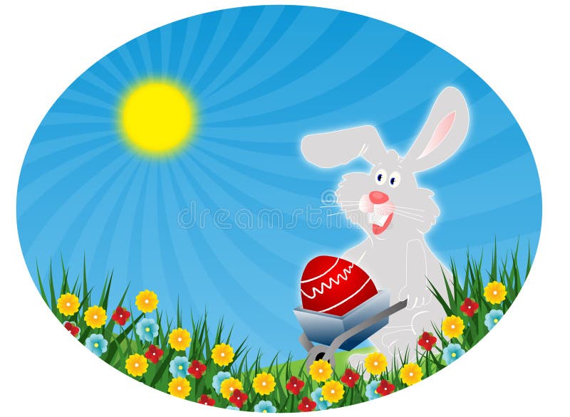 Easter Rabbit with Red Egg (Easter Postcard) Stock Vector ...
