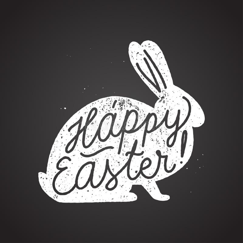 Cartoon Easter Rabbit Bunny Hand Drawn Lettering Poster For Easter