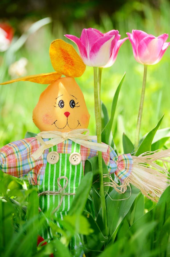 Easter Rabbit in the Spring Garden Stock Image - Image of nature, scene ...