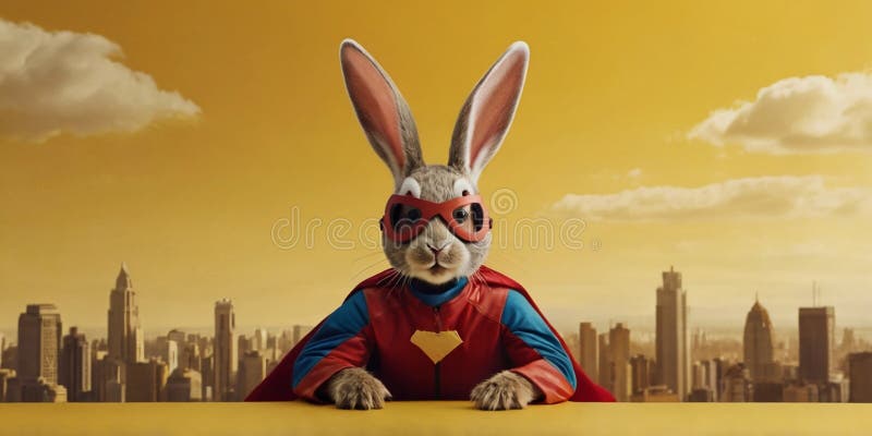 Easter Rabbit Using Superhero Wear Stock Illustration - Illustration of ...
