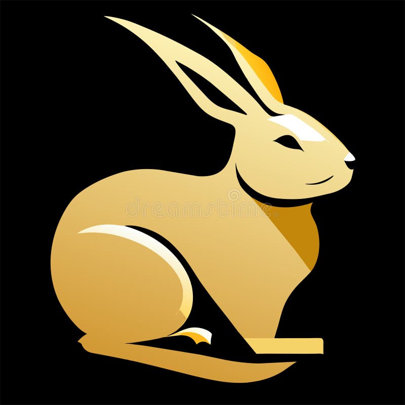 Easter Rabbit. Vector Illustration of a Golden Rabbit on a Black ...