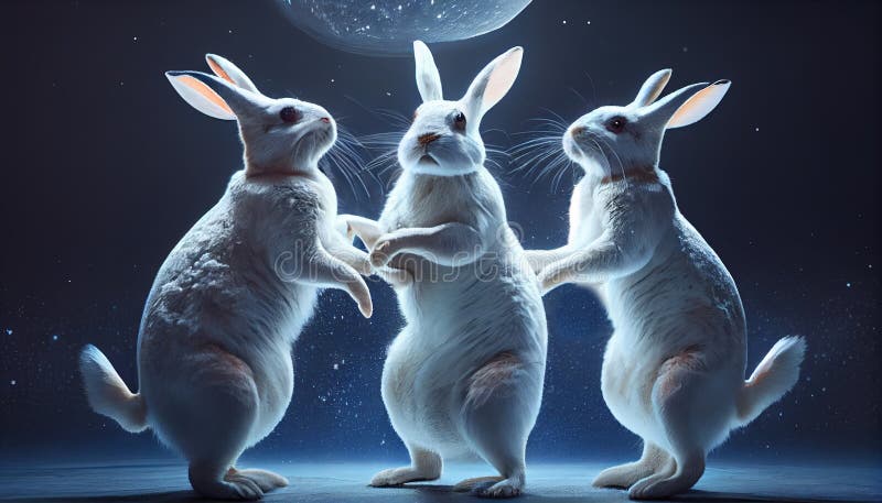 Easter Rabbits Dance , Generative Ai Stock Illustration - Illustration ...